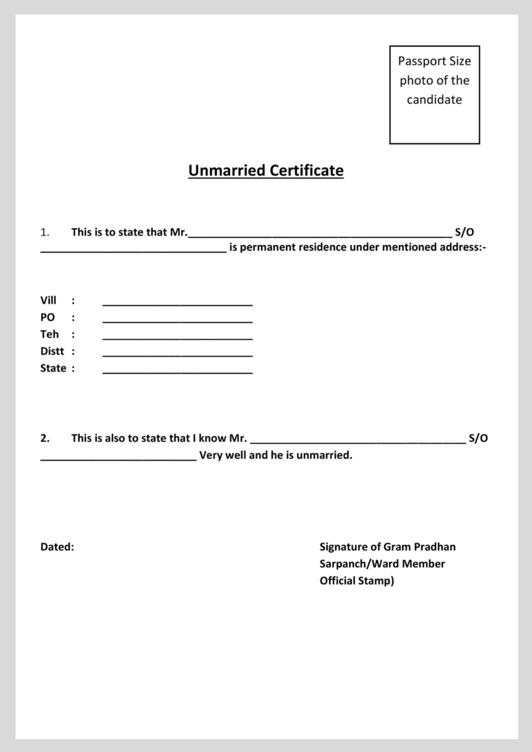 Unmarried Certificate PDF Format Download Unmarried Certificate PDF Format Download